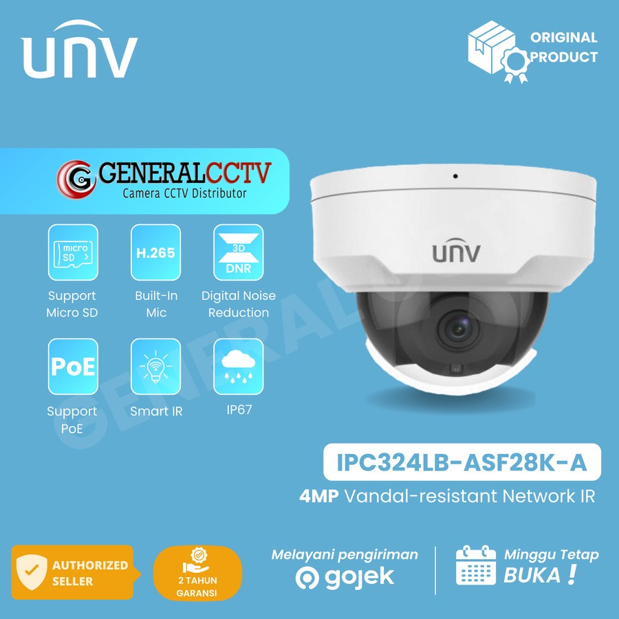 Jual IP Camera PoE UNV Uniview IPC324LB-ASF28K-A 4MP 2K Audio Fixed Dome | Shopee Indonesia