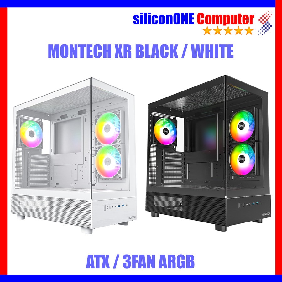 Jual Montech XR 3FAN ARGB ATX Black / White Tempered Glass | Shopee Indonesia