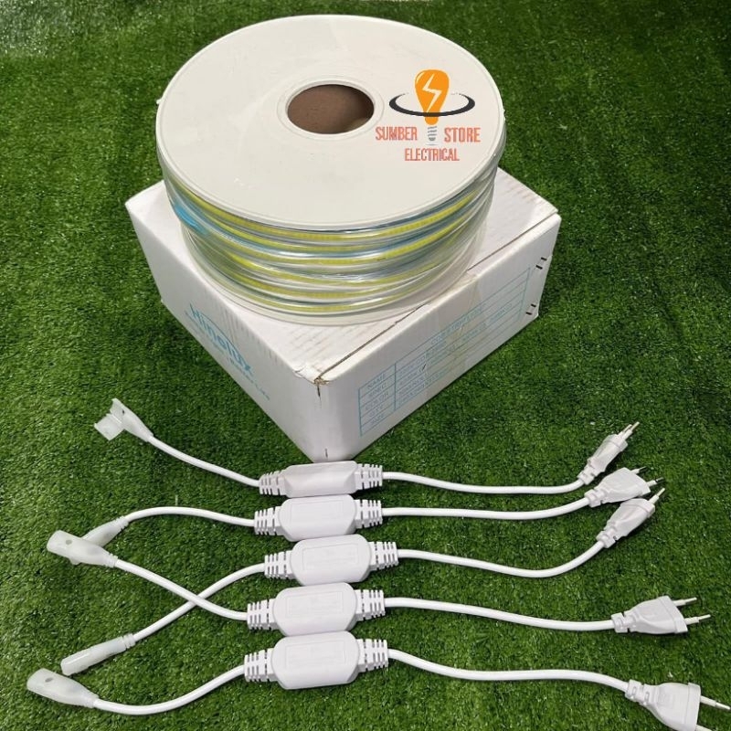 Jual LED STRIP COB 220 VOLT 50 METER IP66 Bonus 5 Socket LED COB ...