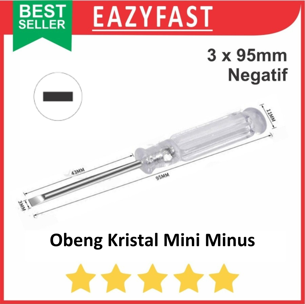 Jual Obeng Kristal Mini Minus Min Negatif 3x95mm Screw Driver ...