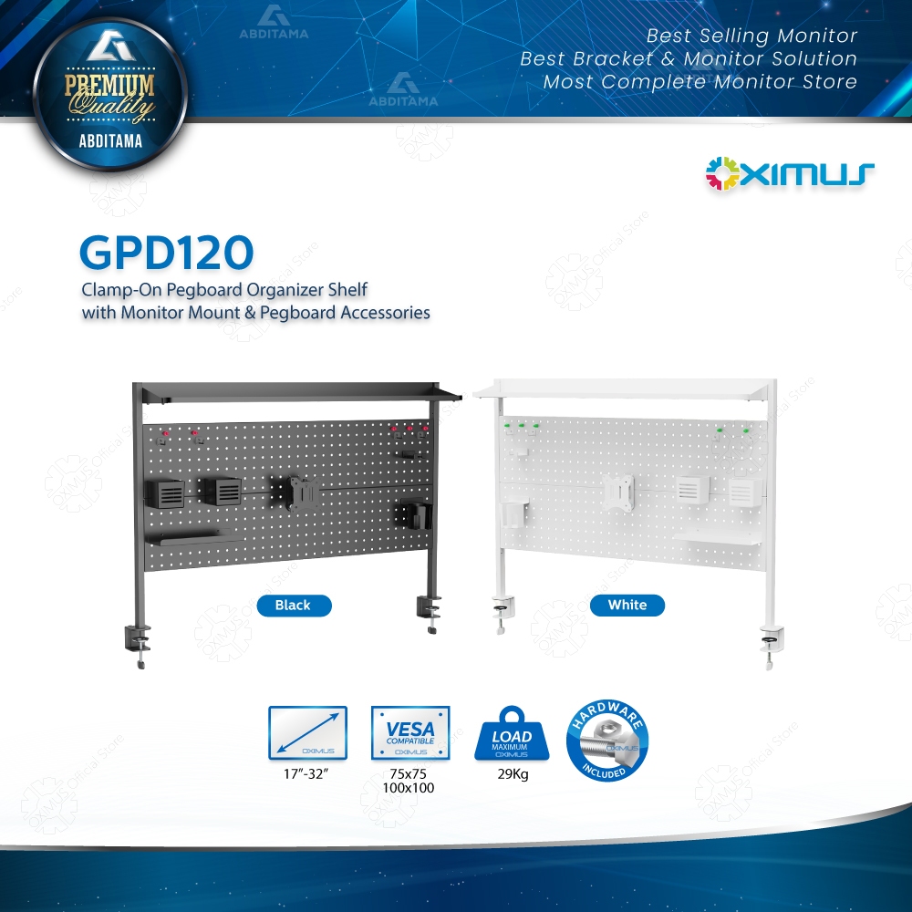 Jual Rak Papan Meja Modular Deskmount Pegboard DIY Oximus GPD120 Hitam ...