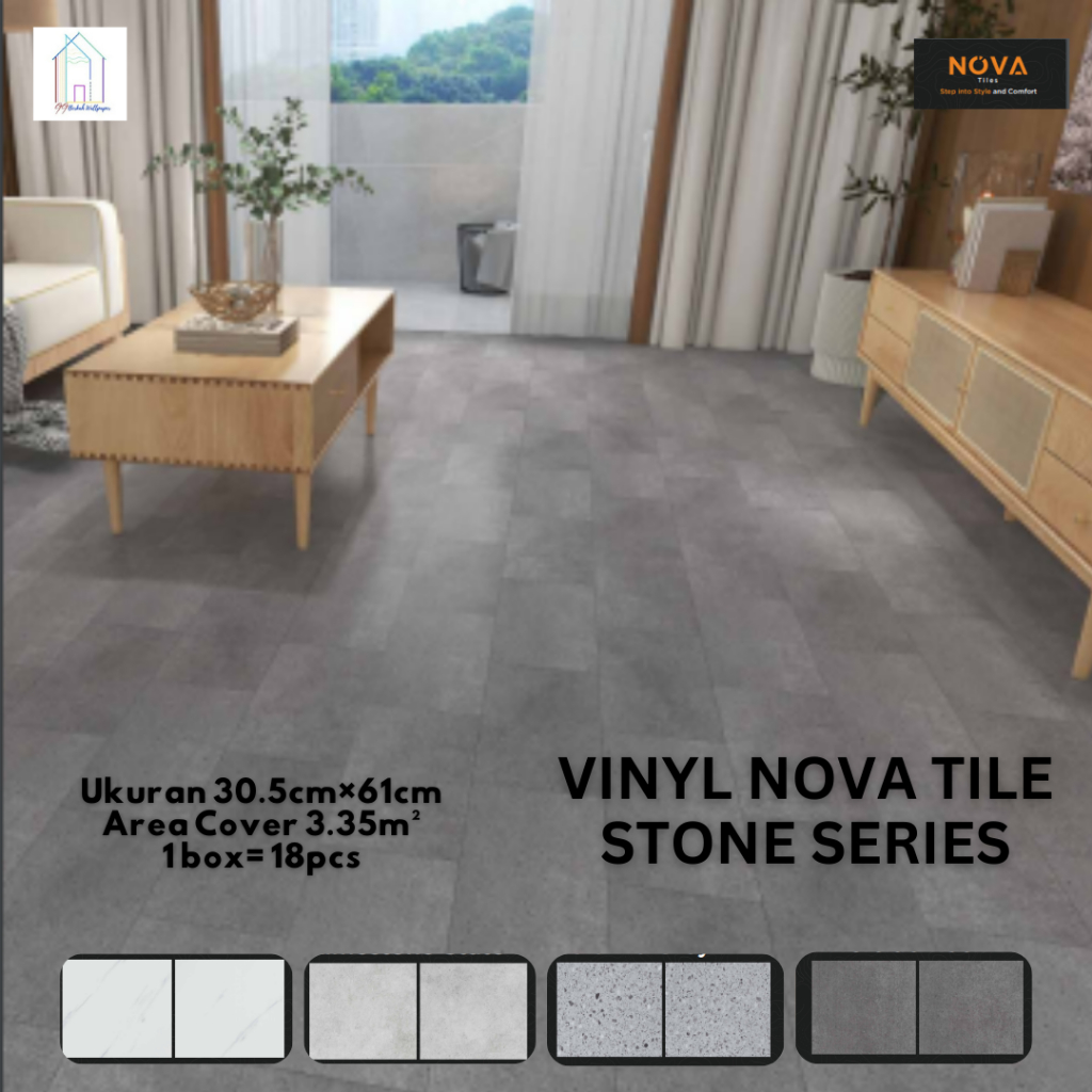 Jual VINYL NOVA TILE STONE SERIES 2MM MOTIF TEKSTUR BATU (3.35m2/18pcs ...