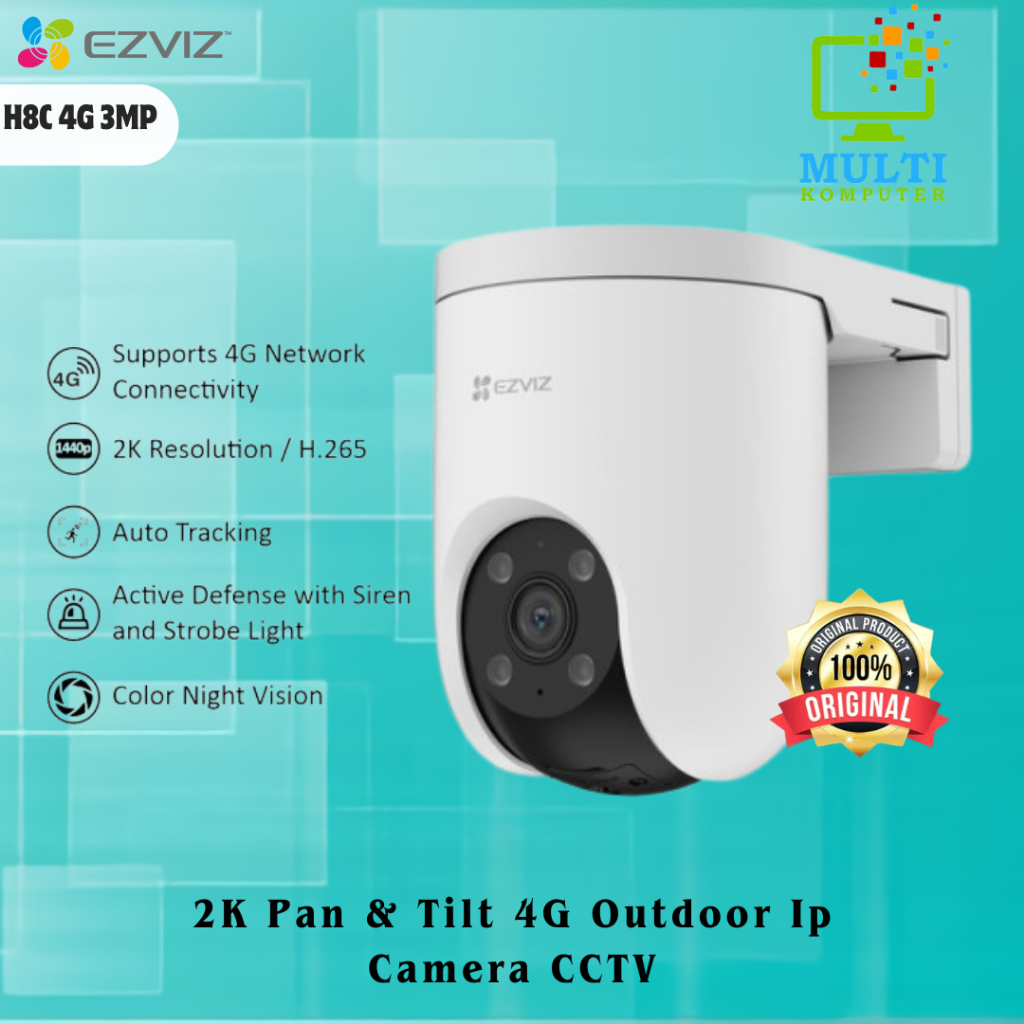 Jual EZVIZ CS-H8C 3MP 2K 4G ColorVu Pant & Tilt CCTV Outdoor Smart IP Camera | Shopee Indonesia