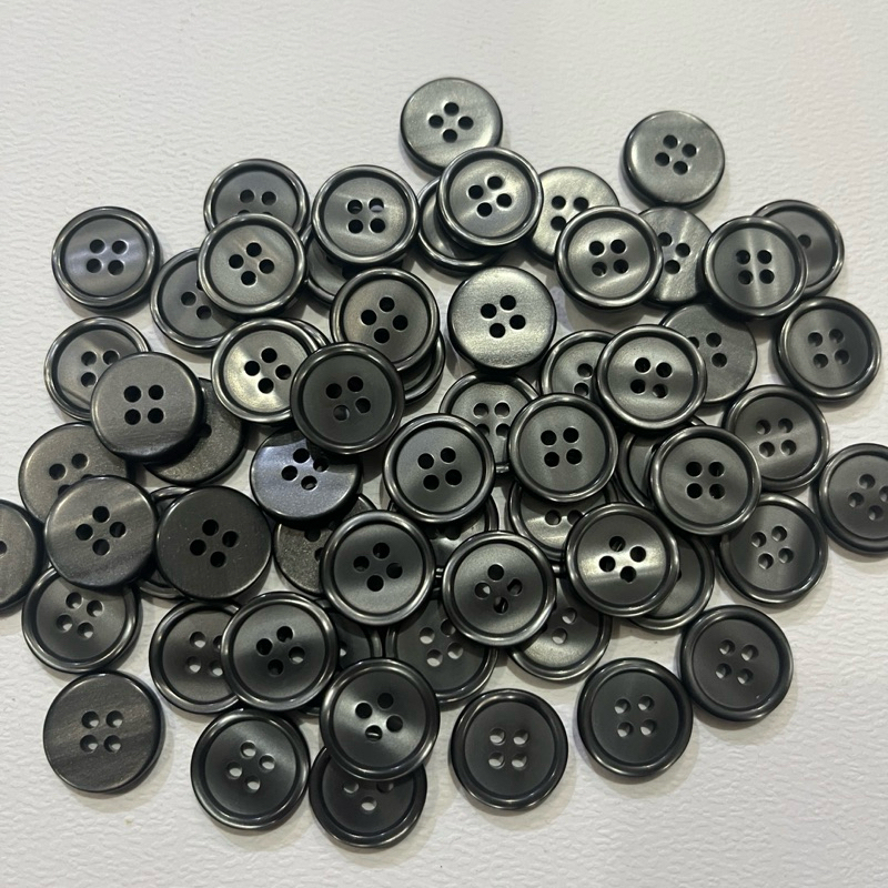 Jual (LUSIN/GROSS) Kancing Baju Safari Hitam Metalik Ukuran 24L / 1,5 ...