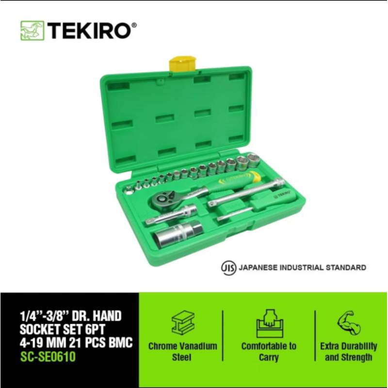 Jual TEKIRO kunci HAND SOCKET SET 21 PCS 4-19MM 6PT (1/4"-3/8") mata sok sock soket set 21pcs ...