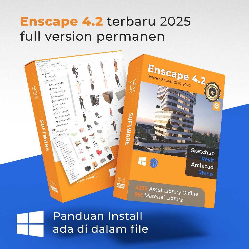 Jual Enscape - 4.2.1.88 terbaru 2024 + Offline Asset Library V4 full ...