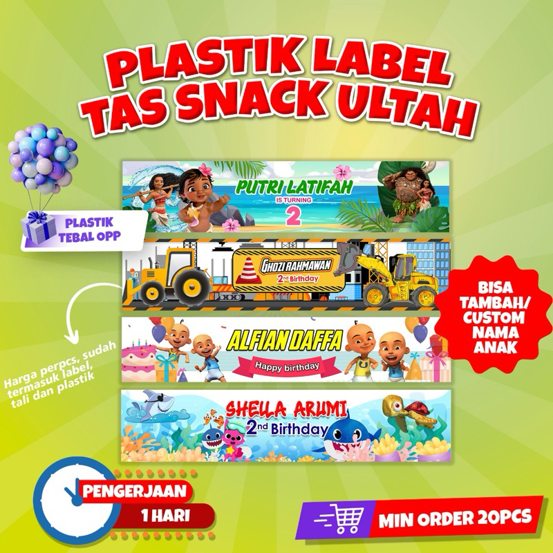 Jual CUSTOM NAMA LABEL PLASTIK SNACK ULTAH BINGKISAN LUCU ULANG TAHUN ...
