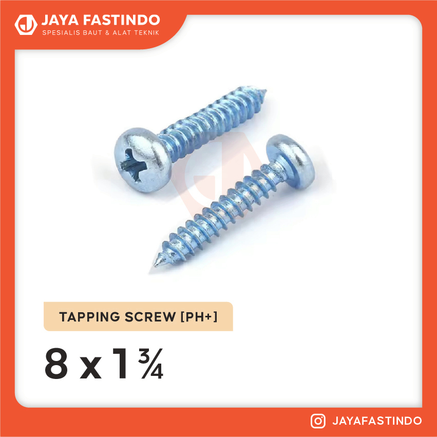 Jual TAPPING SCREW PH 8x1 3/4" / TAPPING SCREW PAN HEAD 8x1 3/4 ...