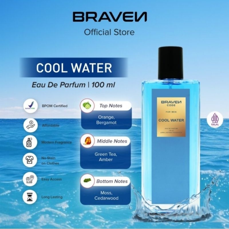 Jual ATASHOP BRAVEN CODE EAU DE PARFUM COOL WATER 100ML | PARFUM PRIA ...