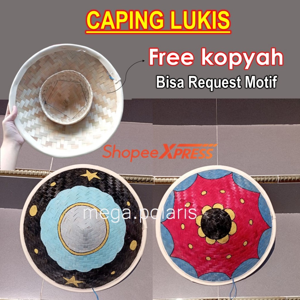 Jual caping bambu / caping tani lukis / topi caping petani | Shopee ...