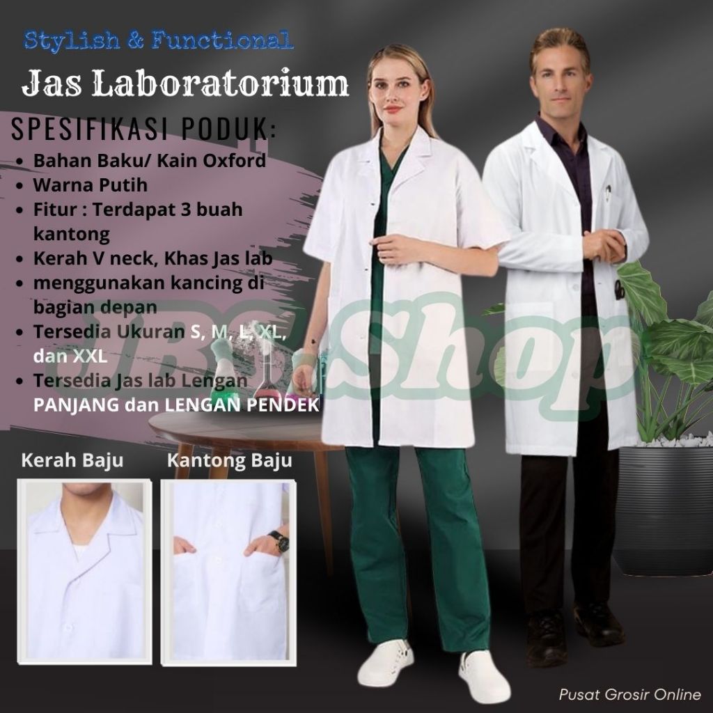 Jual Jas Lab Lengan Panjang dan jas laboratorium lengan Pendek Warna ...