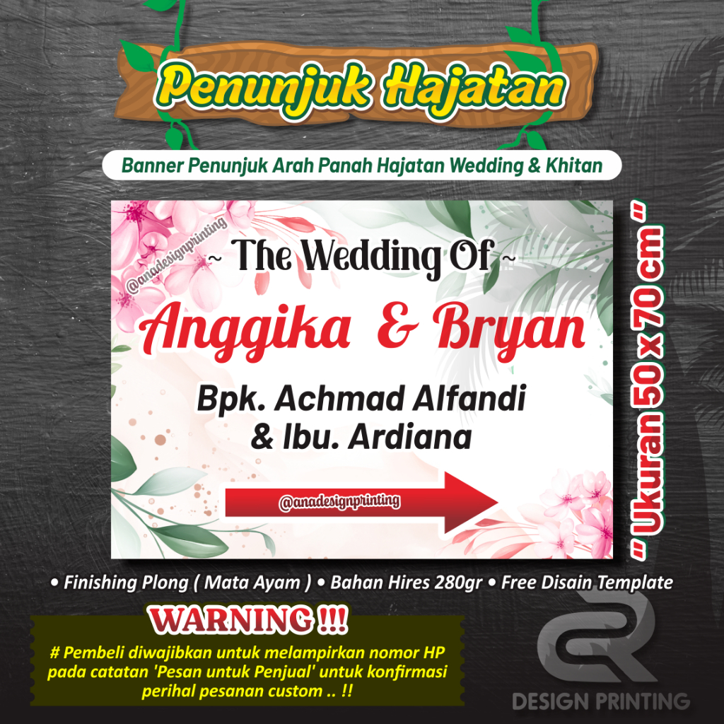 Jual BANNER Petunjuk Arah Panah Hajatan Wedding & Khitan ( Catalog Fresh ) | Shopee Indonesia
