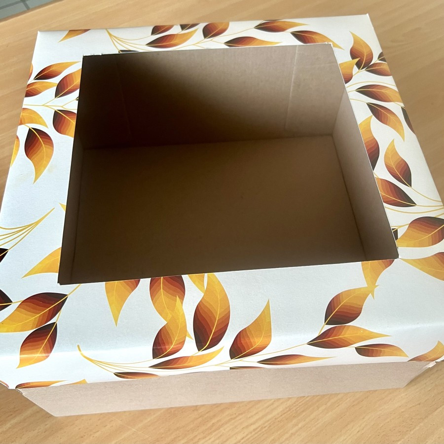 Jual 10 Pcs Box Kue Bolu Dus Motif Autumn Mika Bahan Corrugated Kotak ...