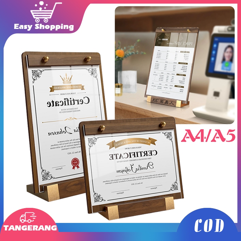 Jual Stand Menu Kayu Standing Menu Display Wood Sign Holder A4/A5 Menu ...