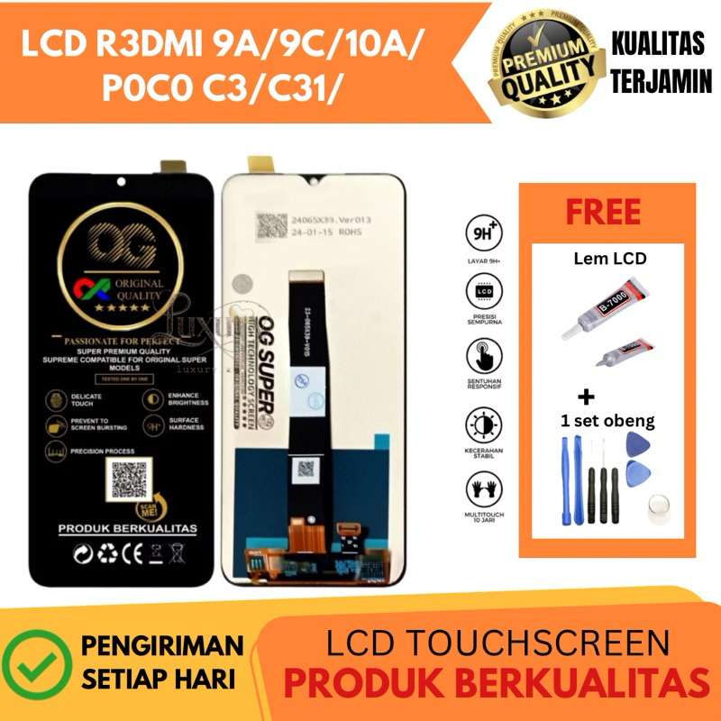 Jual LCD Touchscreen XIAOMI REDMI 9A/9C/10A/ POCO C3/C31 Original FREE Lem dan obeng fullset (OG ...