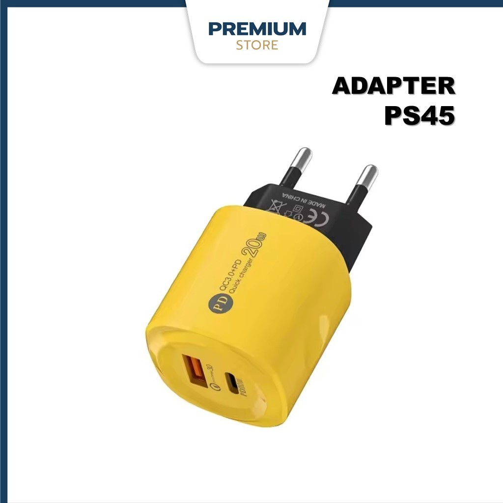 Jual Adaptor Charger PS45 PD 20W Fast Charging Batok Kepala Casan USB ...