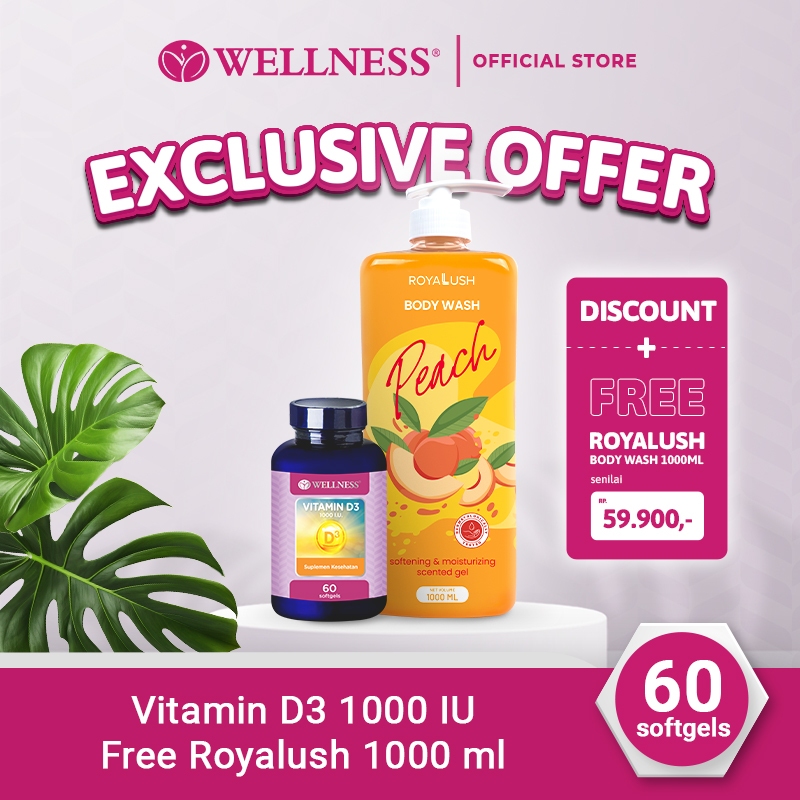 Jual Wellness Vitamin D3 1000 Iu 60 Softgels Shopee Indonesia 0277