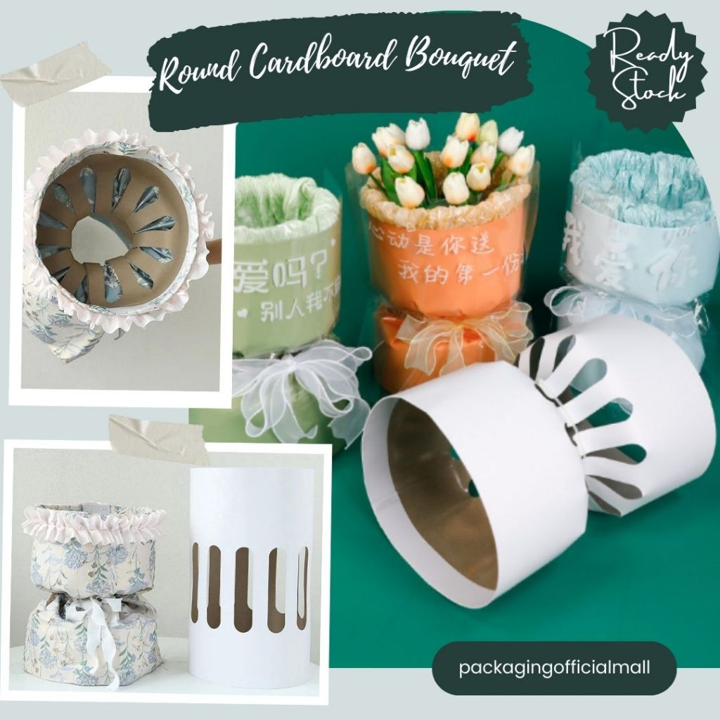 Jual ROUND CARDBOARD BOUQUET / TEMPAT BUKET BUNGA / KERTAS BUNGA ...
