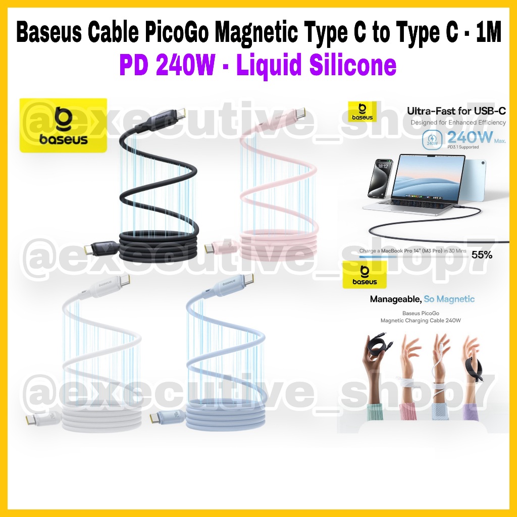 Jual Baseus Cable PicoGo Magnetic Type C to Type C - 1M - PD 240W ...