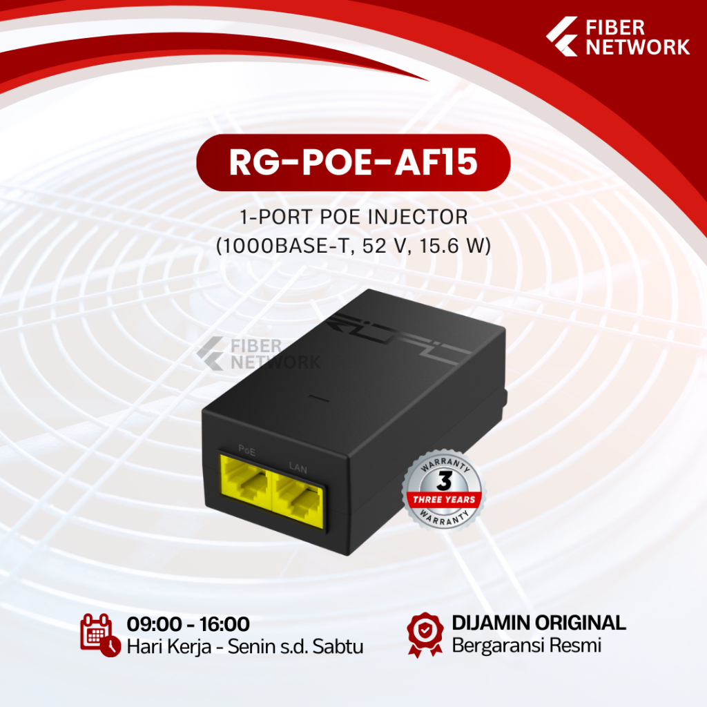 Jual RUIJIE RG-POE-AF15 1-port PoE adapter (1000Base-T, 52V, 15.6W ...