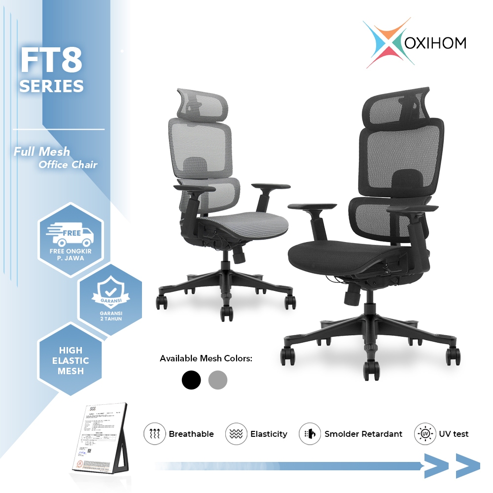 Jual OXIHOM T8 Kursi Mesh Kursi Kantor Kursi Kerja Mesh Chair Ergonomic ...