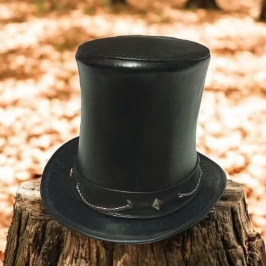 Jual Steampunk hat original leather - topi tophat kulit asli - topi ...