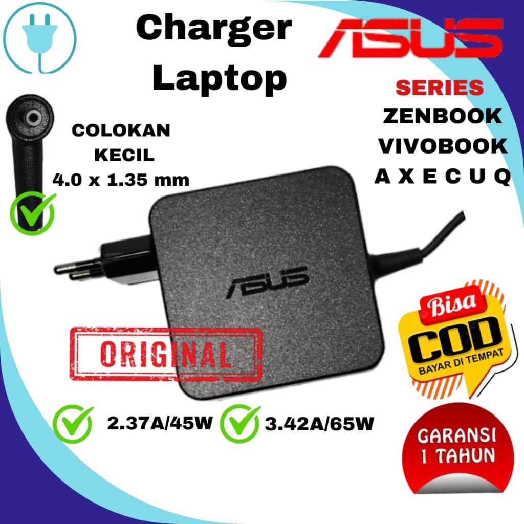 Jual Charger Adaptor Laptop Asus Original SMALL Plug Pin Bulat KECIL ...