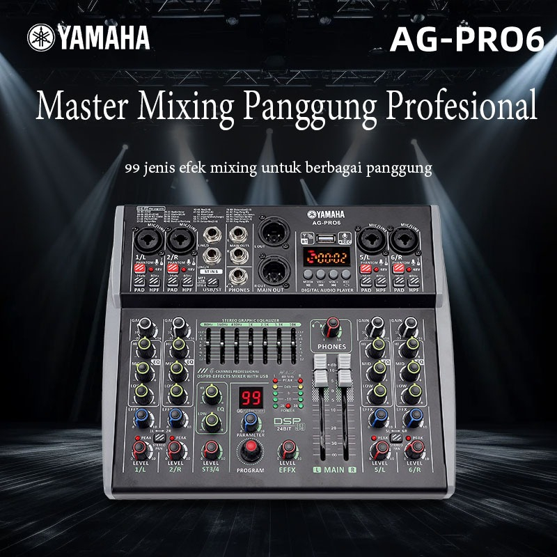 Jual yamaha/original AG-PRO6,mixer audio,mixer karaoke,pencampur audio,built-in 2-band EQ,bawaan ...