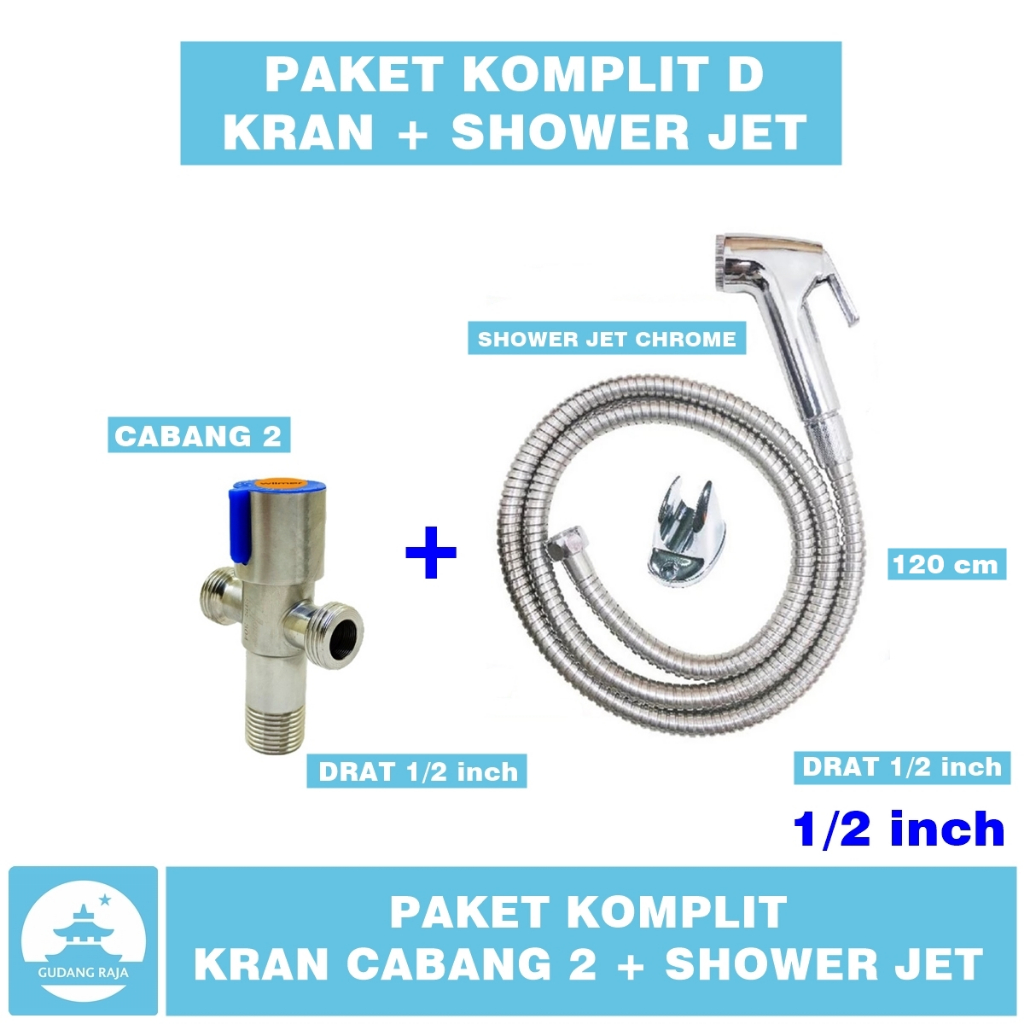 Jual Jet Shower Closet Set Stop Kran Cabang 2 Paket Komplit D Bidet ...
