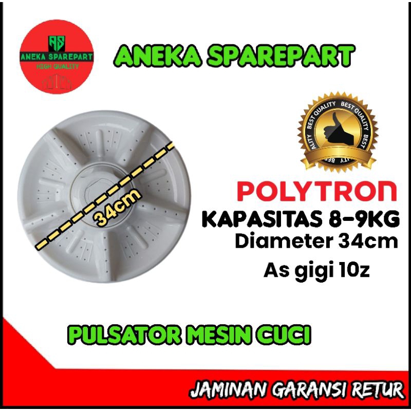 Jual pulsator mesin cuci polytron kapasitas 8-9kg diameter 34cm as gigi 10z (warna putih ...