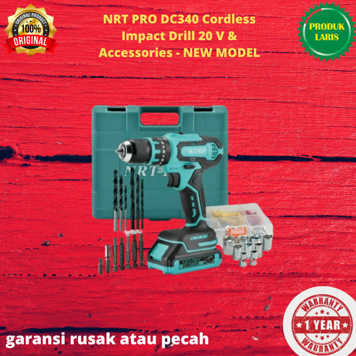 Jual NRT PRO DC-340 20 volt Cordless Impact Drill - Bor tembok beton ...