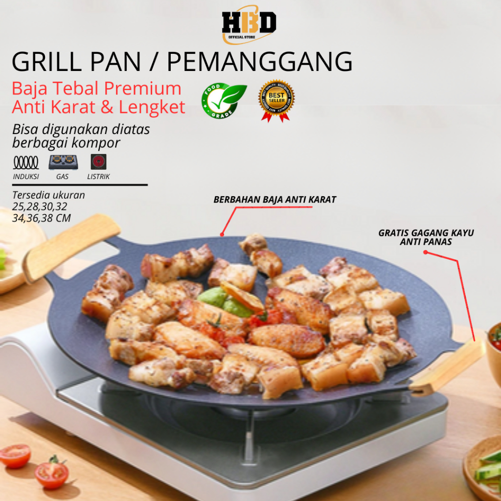 Jual Grill Pan BBQ/BULAT /Grill Multiguna/Alat panggang/Panci Barbekyu ...