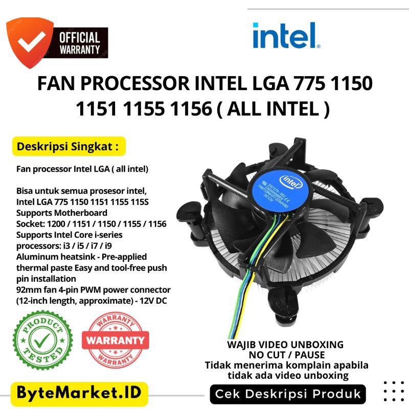 Jual fan processor Intel LGA 775 1150 1151 1155 1156 ( All Intel ) / Kipas processor komputer ...