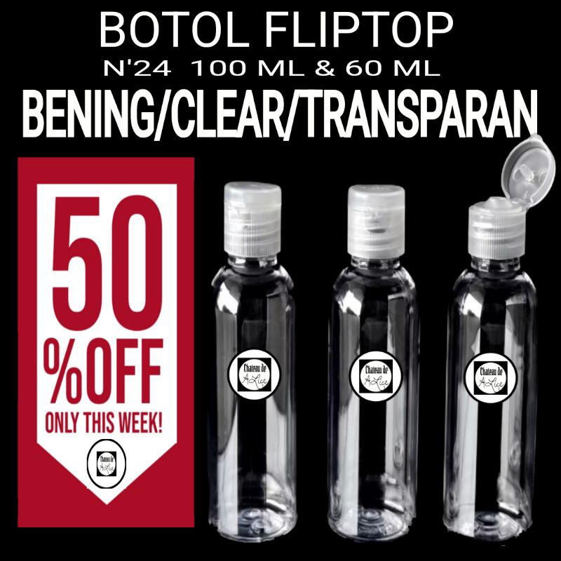 Jual Botol PET 60 ml 60ml FLIPTOP FLIP TOP Bening Clear Transparan / Botol PET Plastik PET Flip ...