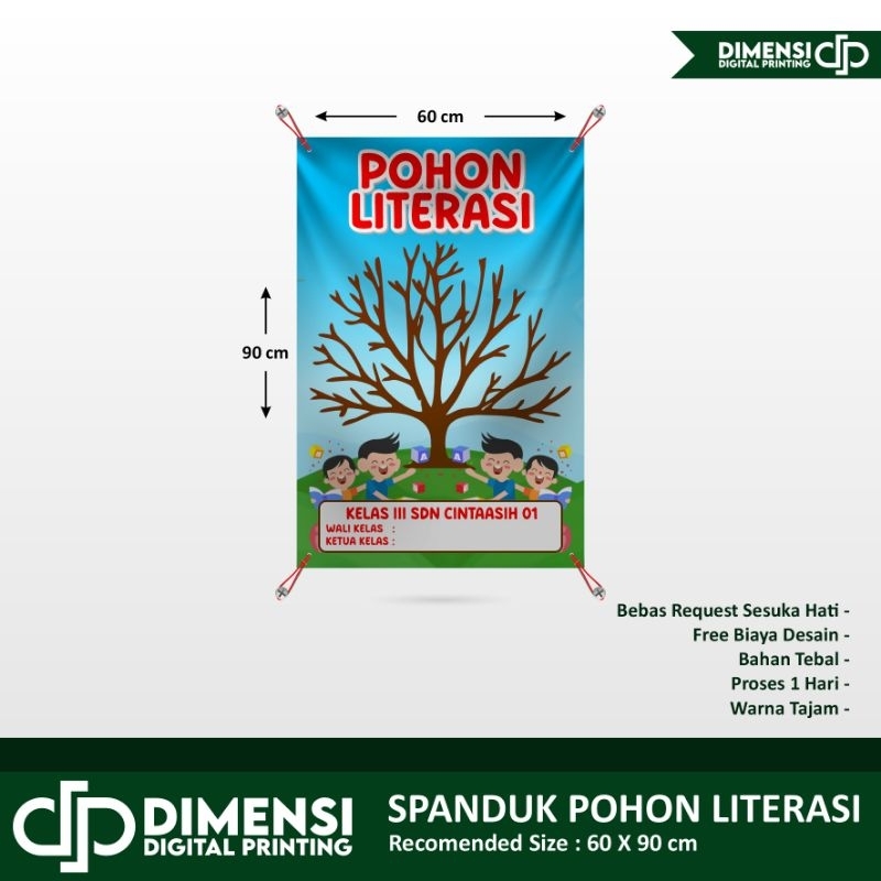 Jual SPANDUK POHON LITERASI / SPANDUK POHON LITERASI SD UKURAN 60X90 ...