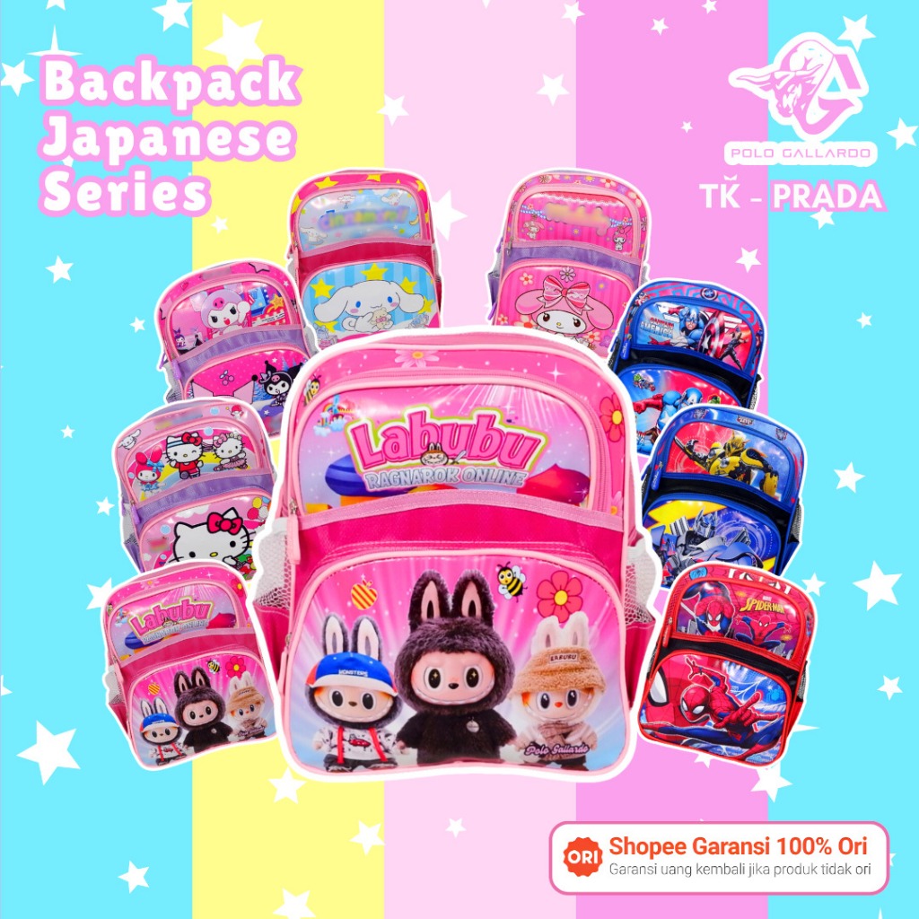 Jual Tas Labubu Ransel Jepang PAUD TK SD Anak Perempuan Polo Gallardo BPR 28 Motif Cewek ...