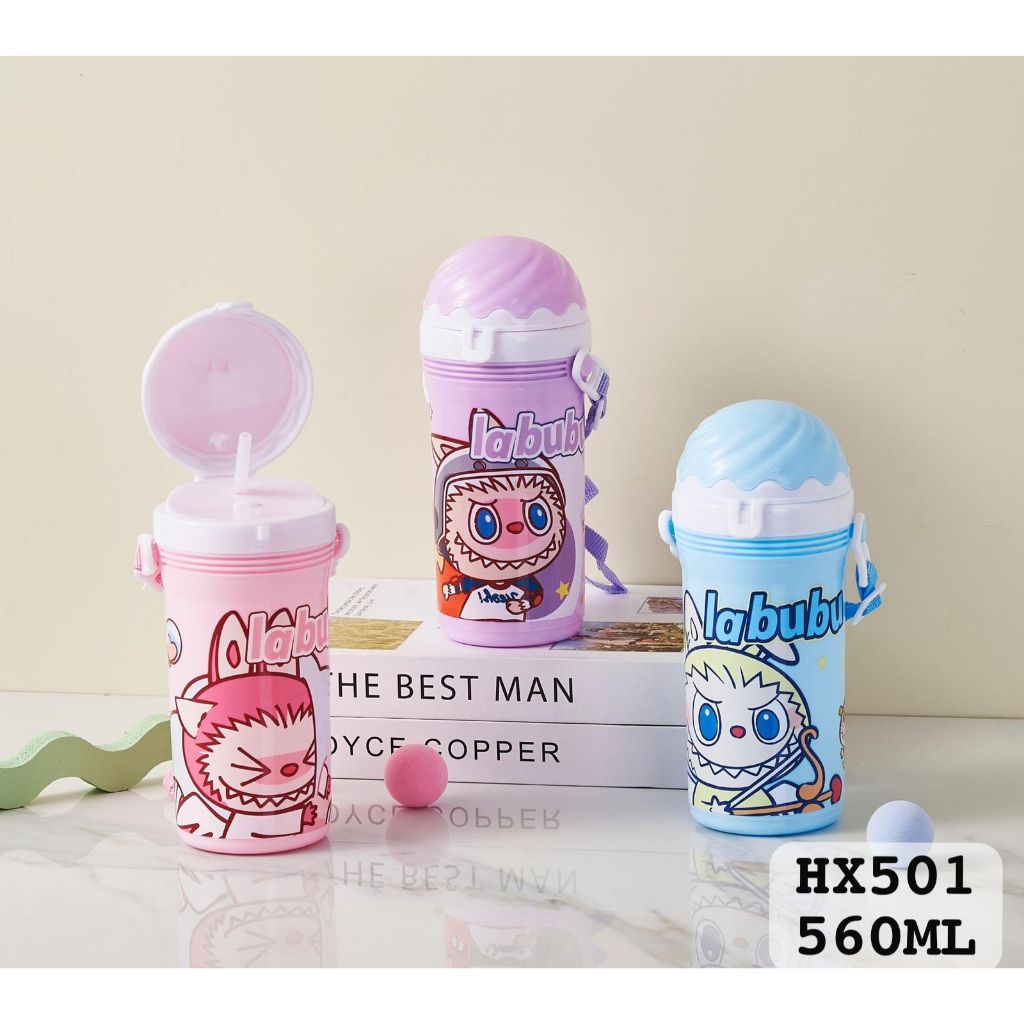 Jual Botol Minum Plastik Karakter Labubu Tumbler Anak Sekolah 500ML ...