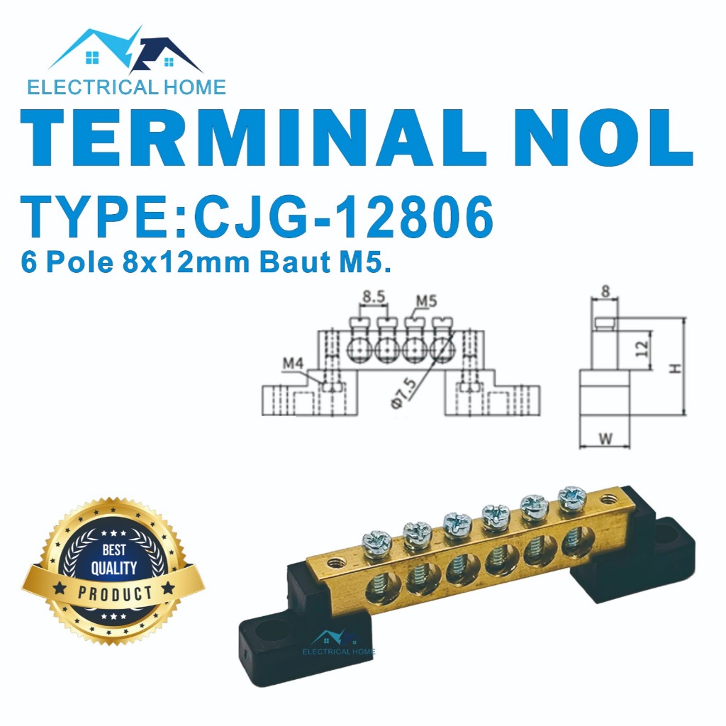 Jual Terminal Nol 6 Pole 8x12mm Baut M5 | Shopee Indonesia