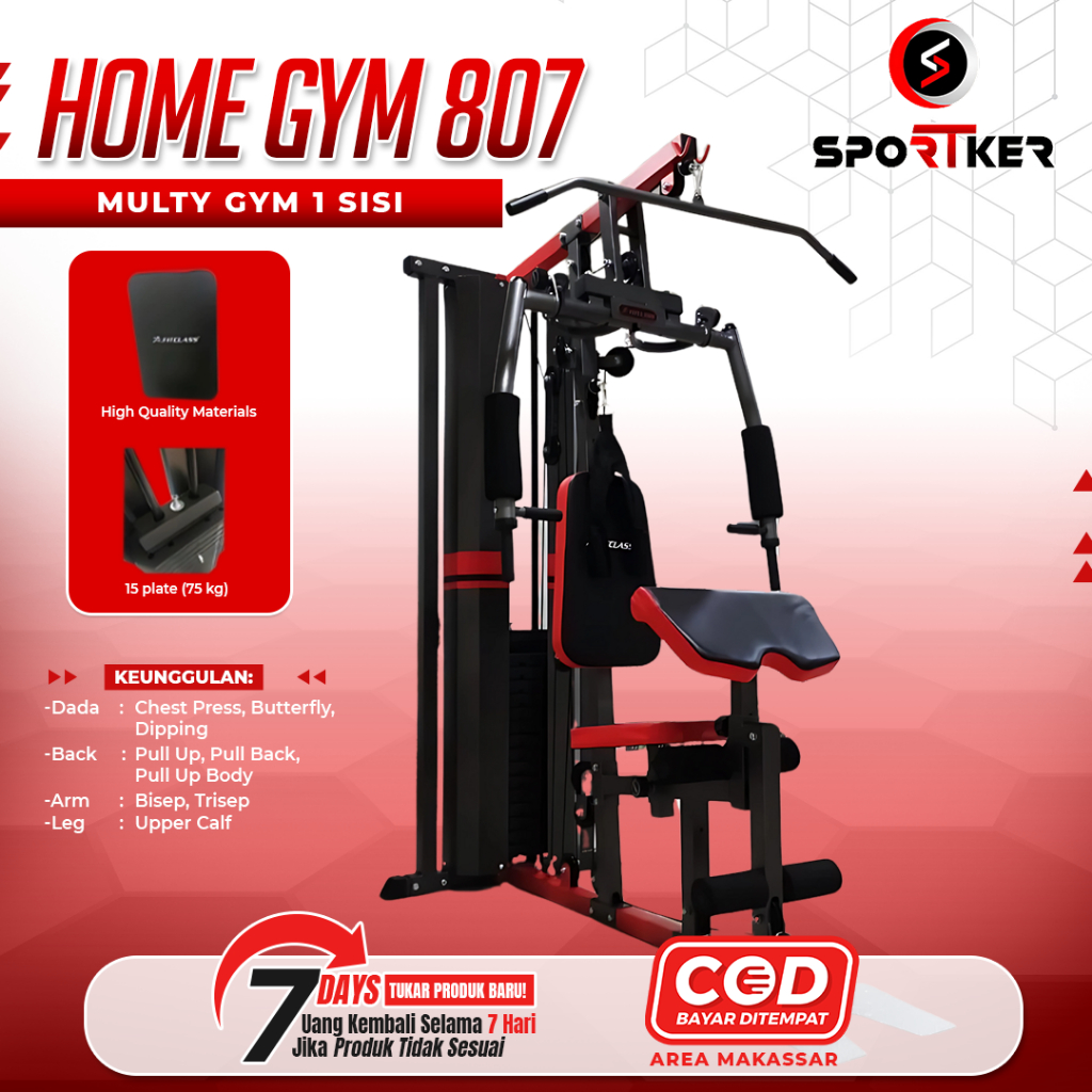 Jual Alat Fitness Olahraga Home Gym 1 sisi { HG 807 } Multigym Makassar | Shopee Indonesia