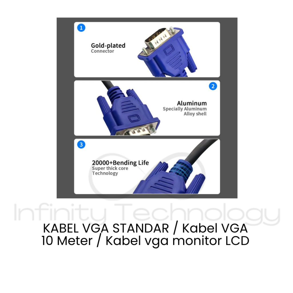 Jual KABEL VGA STANDAR / Kabel VGA 10 meter 10M / Kabel vga monitor LCD - 10m | Shopee Indonesia