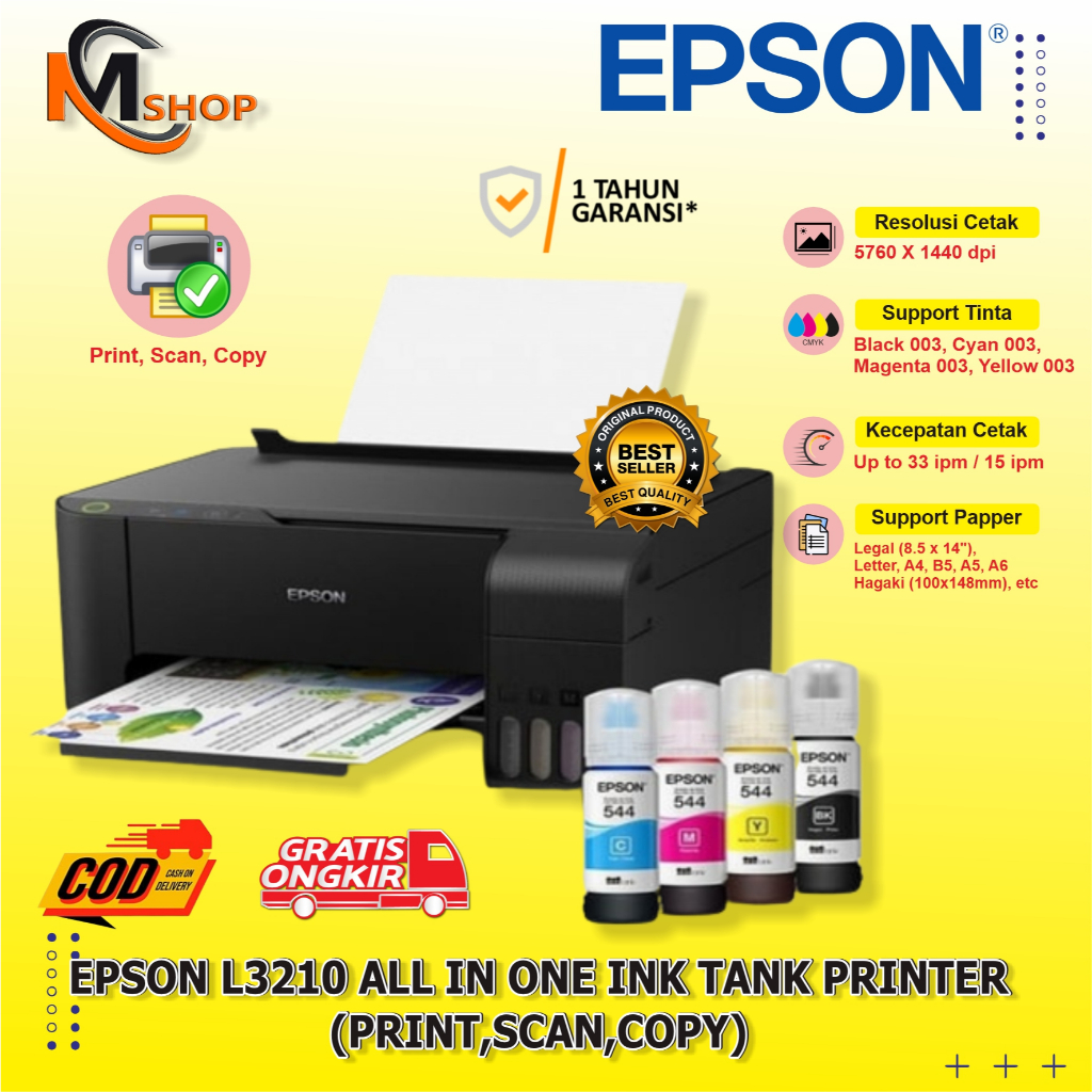 Jual Printer Epson L3210 A4 ECO TANK All in One Print Scan Copy Ink Tank | Shopee Indonesia