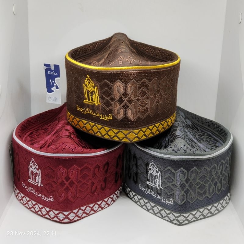 Jual Motif Terbaru Peci Oman Bangladesh Merek Kafaa Logo Al Fatah Temboro Madinah Van Java ...
