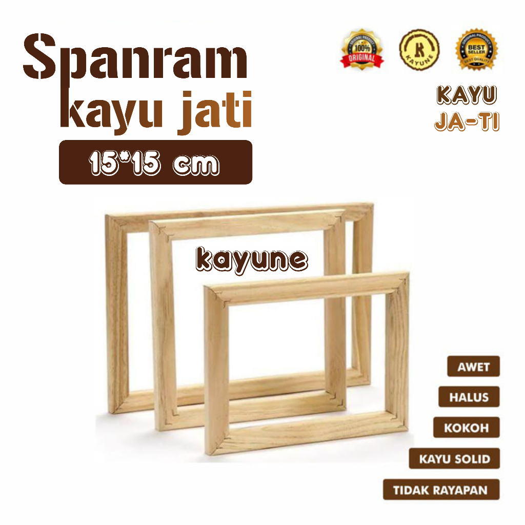 Jual Spanram Kanvas Ukuran 15x15 cm Bahan Baku Kayu Jati Jawa - kayune ...