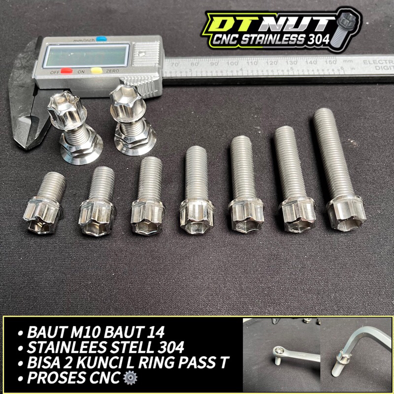 Jual baut L m10 baut 14 stainless custom 2 kunci model handmade probolt | Shopee Indonesia