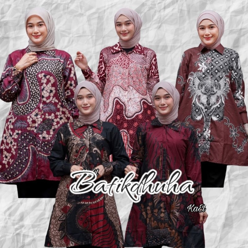 Jual Tunik Batik Wanita Modern / Atasan Batik Modern Warna Merah Maroon | Shopee Indonesia