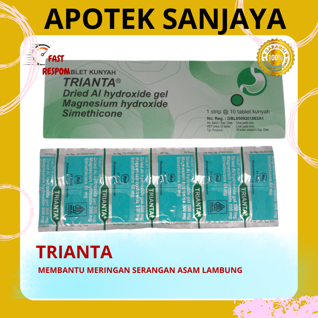 Jual TRIANTA TABLET KUNYAH PER STRIP / ANTASIDA / SAKIT MAAG / ASAM ...