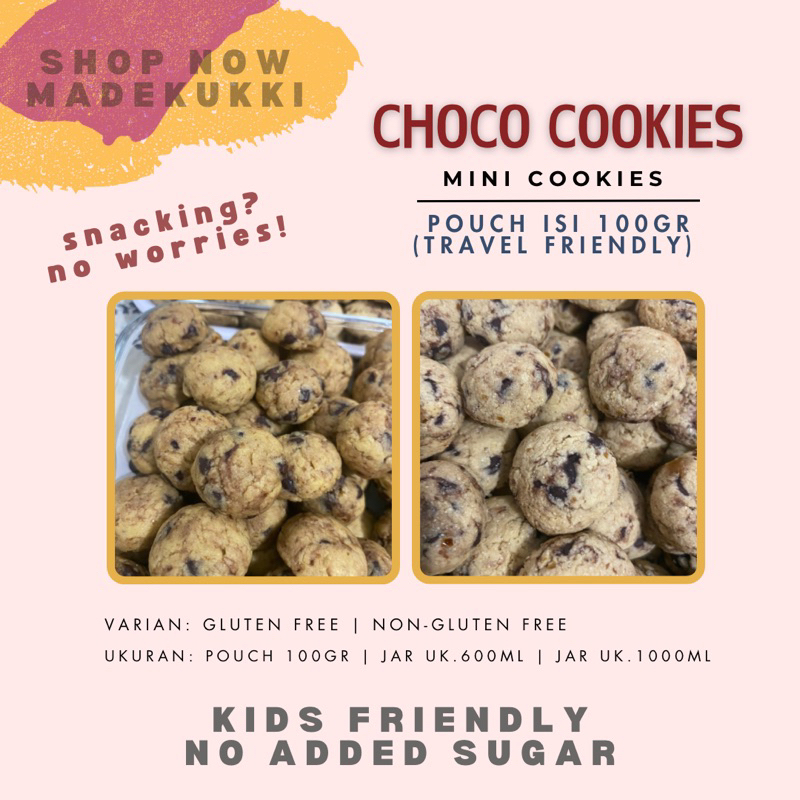 Jual Made Kukki- Choco Cookies Mini Cookies (Pouch 100 gr) | Shopee ...