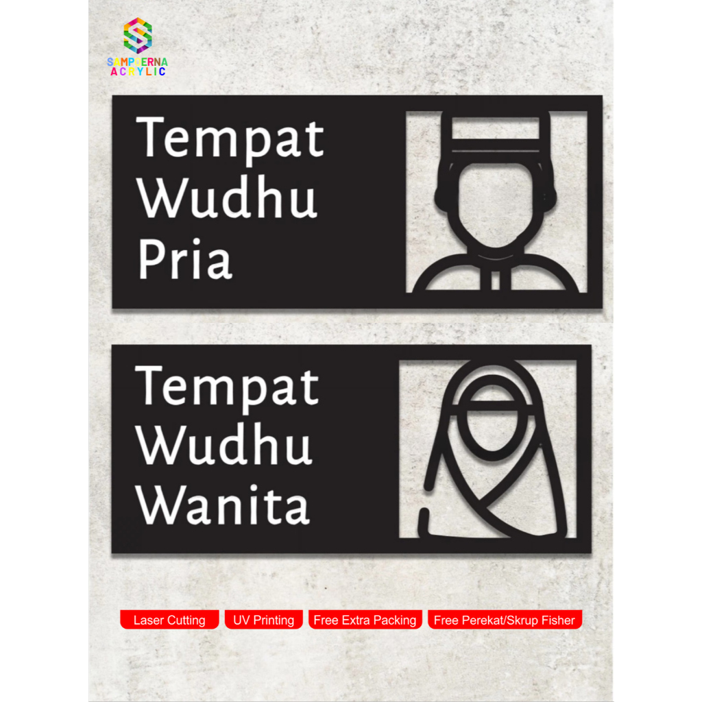 Jual Tempat Wudhu Pria wanita Sign Akrilik | Acrylic Sign Modern | Sign ...
