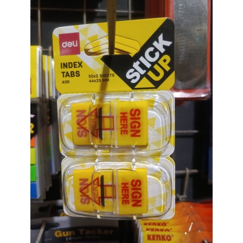 Jual Stick Up Deli Sign Here 44 x 25 mm isi 100 shet | Shopee Indonesia