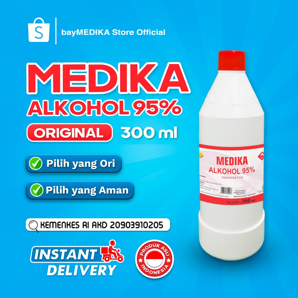 Jual Original Medika Alkohol 95% 300 ml MEDIKA Alcohol 95% Alkohol ...